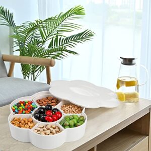 ZOOFOX Divided Serving Dish with Lid, Melamine Appetizer Tray with 7 Removable Compartment, Snacks Bowls for Chips and Dip, Veggies, Candy and Nut