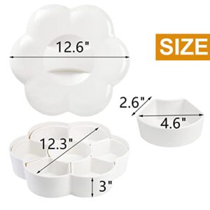 ZOOFOX Divided Serving Dish with Lid, Melamine Appetizer Tray with 7 Removable Compartment, Snacks Bowls for Chips and Dip, Veggies, Candy and Nut