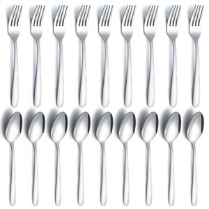 gymdin 24 piece spoons and forks set, food grade stainless steel flatware cutlery set, silverware forks and tablespoon for home, kitchen and restaurant, mirror polished, dishwasher safe