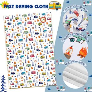 4 Pcs Camping Towels Set, Making Memories One Campsite at a Time RV Dish Towel, Funny Camping Dish Towels Dish Cloths, Soft and Absorbent Pot Holder, Camping Oven Mitt (Blue Stylish Style)