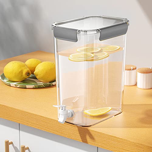 Elsjoy Plastic Drink Dispenser with Spigot, 1.2 Gallon Beverage Dispenser Cold Drink Container for Iced Tea, Lemonade, Fridge, Bar, Party, Lock Lid