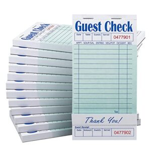 batrical guest checks server note pads 1000 sheets waitress notepad for restaurants (20 books) 3.5" x 6.75" per ticket book