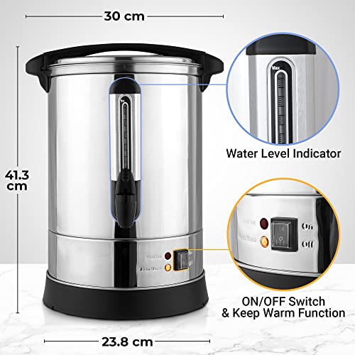 Zulay Premium 50 Cup Commercial Coffee Urn - Stainless Steel Large Coffee Dispenser For Quick Brewing - Automatic Hot Water Dispenser - Ideal for Large Crowds - Perfect for Any Occasion