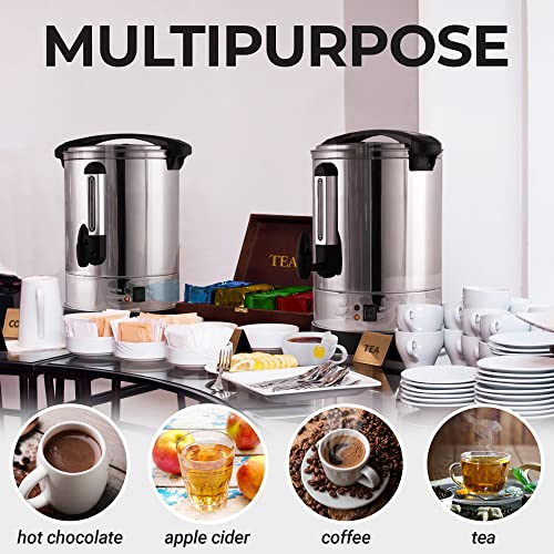 Zulay Premium 50 Cup Commercial Coffee Urn - Stainless Steel Large Coffee Dispenser For Quick Brewing - Automatic Hot Water Dispenser - Ideal for Large Crowds - Perfect for Any Occasion