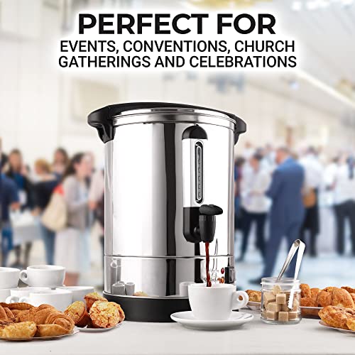 Zulay Premium 50 Cup Commercial Coffee Urn - Stainless Steel Large Coffee Dispenser For Quick Brewing - Automatic Hot Water Dispenser - Ideal for Large Crowds - Perfect for Any Occasion