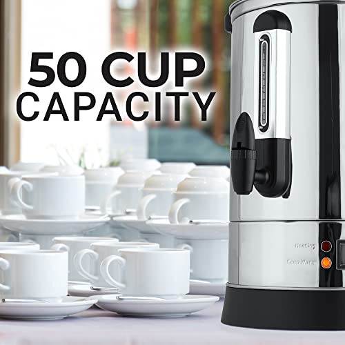 Zulay Premium 50 Cup Commercial Coffee Urn - Stainless Steel Large Coffee Dispenser For Quick Brewing - Automatic Hot Water Dispenser - Ideal for Large Crowds - Perfect for Any Occasion