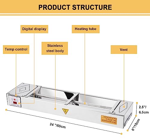 Electric Food Warmer with Cord & Plug 24” 650W Food Heat Lamp Strip Heater Commercial Food Warmer Food Heating Lamp Heat Lamp for Food