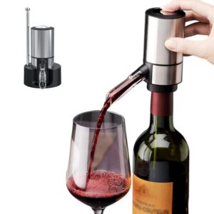 corporategiftpro electric wine aerator and decanter, pump dispenser set, smart wine dispenser, best wine gifts (stainless steel - battery operated)