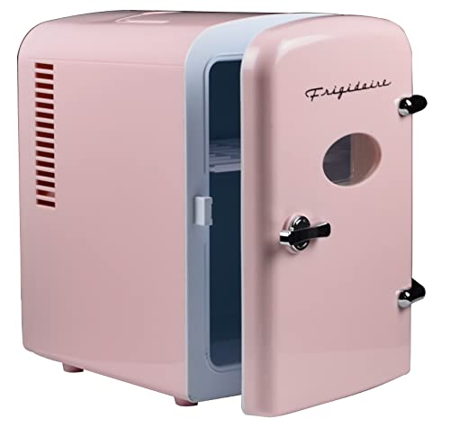 Frigidaire Pink EFMIS129- AMZ EFMIS129 Mini Portable Fridge, 4 litres Capacity Chills Six 12oz Cans, 100% Freon-Free & Eco Friendly, Beverage Cooler