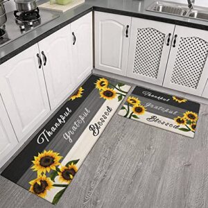 wuvutu sunflower kitchen rugs - kitchen mat set of 2, sunflower decor sunflower rugs for kitchen, farmhouse kitchen rugs, country sunflower kitchen decor accessories things - sunflower rugs and mats