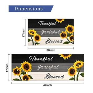 wuvutu Sunflower Kitchen Rugs - Kitchen Mat Set of 2, Sunflower Decor Sunflower Rugs for Kitchen, Farmhouse Kitchen Rugs, Country Sunflower Kitchen Decor Accessories Things - Sunflower Rugs and Mats