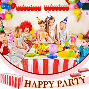 3D Awning Wall Decorations and Stripe Table Skirts Cardboard Awning Tent Decors for Doors Window Classroom Concession Room Carnival Circus Party Decorations (Red White, 3 Pieces)