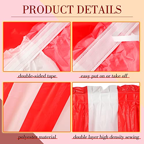 3D Awning Wall Decorations and Stripe Table Skirts Cardboard Awning Tent Decors for Doors Window Classroom Concession Room Carnival Circus Party Decorations (Red White, 3 Pieces)