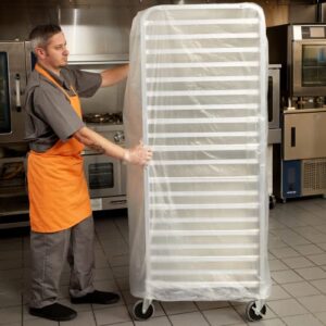 FSE Disposable Commercial Grade Sheet Pan/Bun Pan Rack Covers, 20.25" W x 26" D x 69" H, Clear, 50 Count