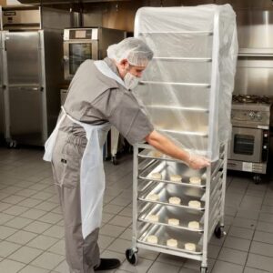 FSE Disposable Commercial Grade Sheet Pan/Bun Pan Rack Covers, 20.25" W x 26" D x 69" H, Clear, 50 Count