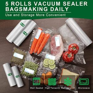 Vacuum Sealer Bags, 11" x 20'(2 Rolls) and 8" x 20'(3 Rolls) Food Sealer Saver Bags, Commercial Grade Bag Rolls, Freezer Bags for Vacuum Sealer