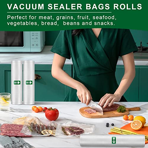 Vacuum Sealer Bags, 11" x 20'(2 Rolls) and 8" x 20'(3 Rolls) Food Sealer Saver Bags, Commercial Grade Bag Rolls, Freezer Bags for Vacuum Sealer