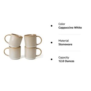 famiware 4 Pieces Coffee Mug, 12 oz Catering Mugs with Handle for Coffee, Tea, Cocoa, Milk, Cappuccino White