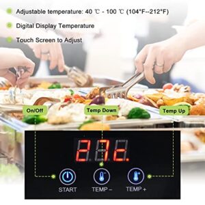 Electric Roll Top Chef Chafing Dish Buffet Set 2 Pans Buffet Servers and Warmers Digital Display Temperature Warming Tray Stainless Steel Food Warmer for Parties Commercial Food Steam Table