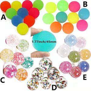 HYMONA 30 PCS of 45mm / 1.77 inch Large Diameter Super Bouncy Balls for Kids Bouncing Balls in 5 Mix Styles X (6 Balls Each Style) for Vending Machines