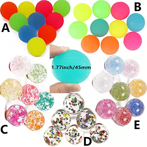 HYMONA 30 PCS of 45mm / 1.77 inch Large Diameter Super Bouncy Balls for Kids Bouncing Balls in 5 Mix Styles X (6 Balls Each Style) for Vending Machines