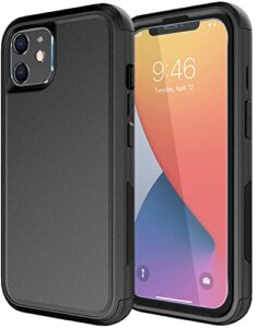 diverbox for iphone 11 case [shockproof] [dropproof] [tempered glass screen protector],heavy duty protection phone case cover for apple iphone 11 (black-3in1)