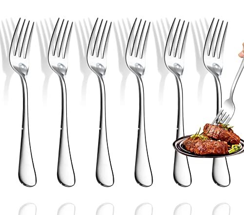 Forks,Set of 6 Top Food Grade Stainless Steel Forks Silverware Set, Dinner Forks, Flatware Forks,Cutlery Forks,8 Inches, Mirror Polished & Dishwasher Safe, New Apartment Essentials