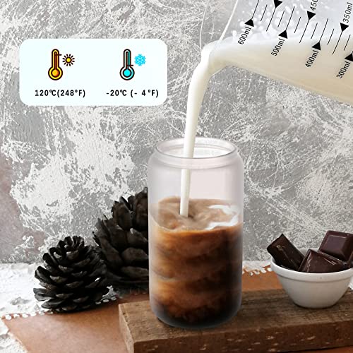 JMScape Sublimation Glass Blanks with Bamboo Lid 4pcs Set, 16oz Frosted Glass Cups with Lids and Straws, Sublimation Beer Can Glass Tumblers, Sublimation Cups for Iced Coffee Soda Drinks Beer