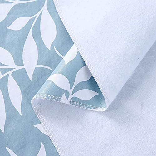 Vinyl Tablecloth with Flannel Backed Waterproof Oil-Proof PVC Table Cloth Wipeable Spill-Proof Plastic Table Cover for Indoor and Outdoor(Blue Leaves, 60 x 84 Inch Rectangle)