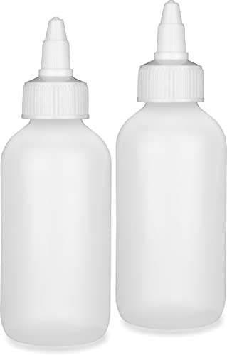 BRIGHTFROM Condiment Squeeze Bottles - 4 OZ Squirt Empty Bottles, Twist Top Cap, Leak Proof - Great for Ketchup, Mustard, Syrup, Sauces, Dressing, Oil, Arts and Crafts, BPA-FREE Plastic - Pack of 2