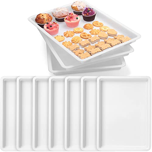 10 Pack Plastic Serving Trays and Platters White Serving Platters Cookie Trays Rectangle Food Trays for Parties Wedding