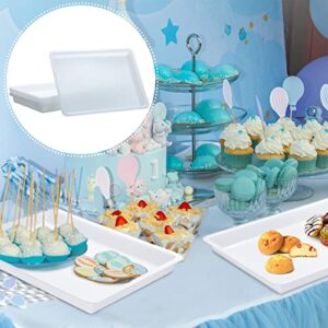 10 Pack Plastic Serving Trays and Platters White Serving Platters Cookie Trays Rectangle Food Trays for Parties Wedding