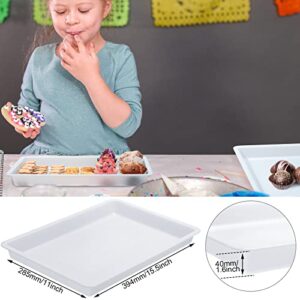 10 Pack Plastic Serving Trays and Platters White Serving Platters Cookie Trays Rectangle Food Trays for Parties Wedding