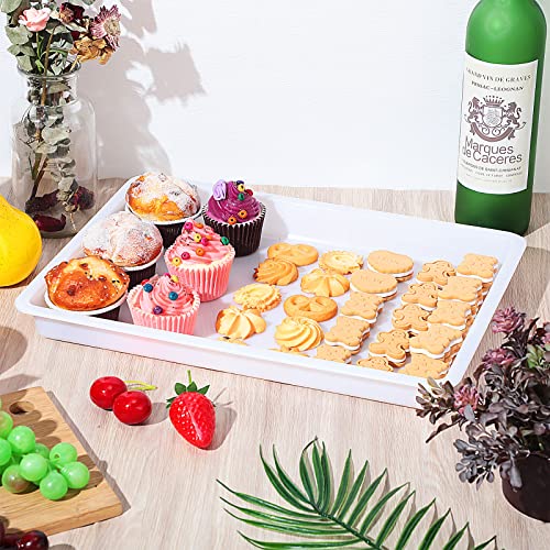 10 Pack Plastic Serving Trays and Platters White Serving Platters Cookie Trays Rectangle Food Trays for Parties Wedding