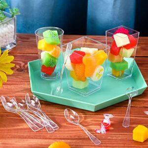 Zhehao 300 Count 3 oz 5.6 oz Mini Dessert Cups with Spoons Plastic Parfait Appetizer Cup Disposable Parfait Cups Clear Shooter Cups Yogurt Parfait Containers Small Mousse Cups Square Dessert Serving