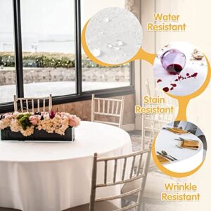 6 Pack White Round Tablecloths 120 Inch - Circle Bulk Linen Polyester Fabric Washable Table Clothes Cover for Wedding Reception Banquet Party Buffet Restaurant