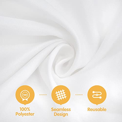 6 Pack White Round Tablecloths 120 Inch - Circle Bulk Linen Polyester Fabric Washable Table Clothes Cover for Wedding Reception Banquet Party Buffet Restaurant