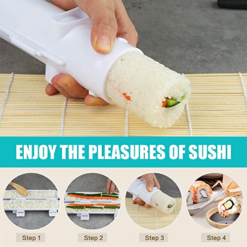 Sushi Making Kit, 22 in 1 Sushi Roller Set, Sushi Maker Bazooker Kit with Bamboo Mats, Chef's Knife, Chopsticks, Sauce Dishes, Rice Spreader, Avocado Slicer for Beginners, Kids, Family, Friends, Home