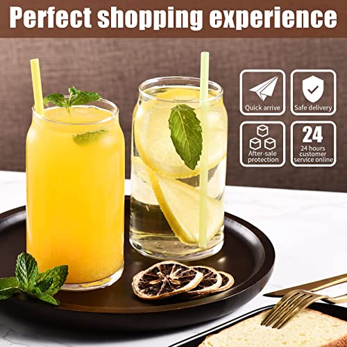 Beer Can Shaped Glass, Drinking Cups With Lids and Straws,Beer Glass Cups 16 oz, Glass Cups Set Of 12, Beer Glasses Drinking Glasses Bulk, Ideal For Beer, Soda, Iced Coffee, Smoothies, Cocktails