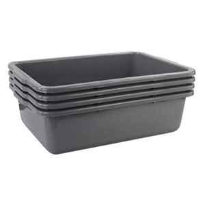 leendines 4 packs plastic bus tubs, grey commercial bus box, 32 l