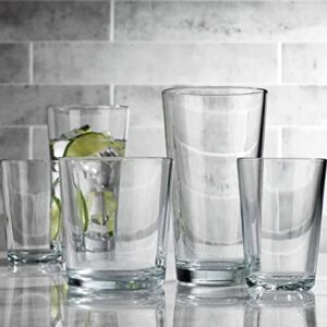 Glaver's Drinking Glasses, 12 Pc. Glass Cups, Includes 4 Highball Glasses 17 oz., 4 Rocks Glasses, 13 oz., 4 Juice Glasses, 4.5 oz., Whisky, Juice, Water, Beer, Cocktails, Dishwasher Safe.