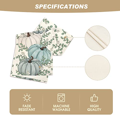 Artoid Mode Pumpkins Eucalyptus Leaves Fall Table Runner, Autumn Thanksgiving Kitchen Dining Table Decoration for Home Party Decor 13x72 Inch