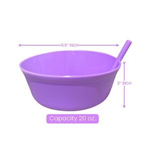 Cereal Bowls with Straws for Kids Bowls with Straw for Cereal Childrens Bowls with Straw Built in for Kids Plastic Straw Bowls for Toddlers Dishwasher Safe BPA FREE Girls (4)