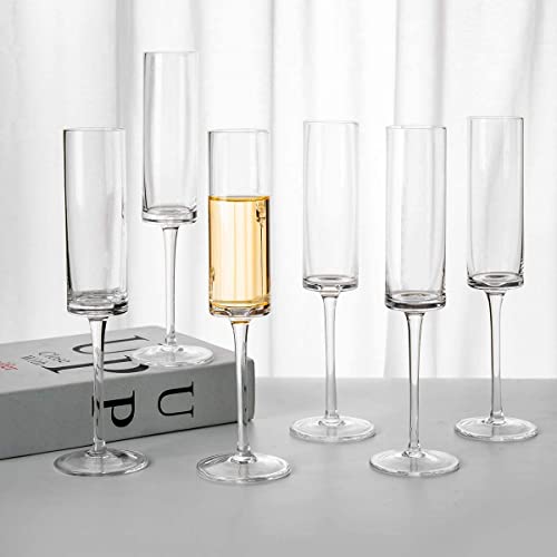 Elsjoy Set of 8 Acrylic Champagne Flutes, 6 Oz Unbreakable Champagne Glasses Reusable Champagne Toasting Cups, Shatterproof Stemmed Champagne Coupes for Wedding, Party, Bar