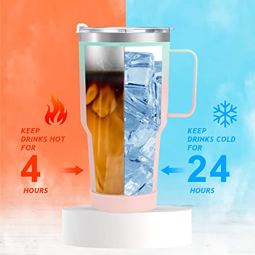 Zenbo 30 oz Tumbler with handle Keeps Drinks Cold up to 24 hours,Insulated Tumbler with Lid and Straw,Vacuum Thermal Cup with Handle,Leak Proof,Dishwasher safe