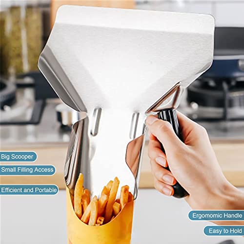 French Fry Scoop, Popcorn Scoop and Dredge Bundle, Miao'er Popcorn Scooper for Popcorn Machine, Stainless Steel, Easy to Use