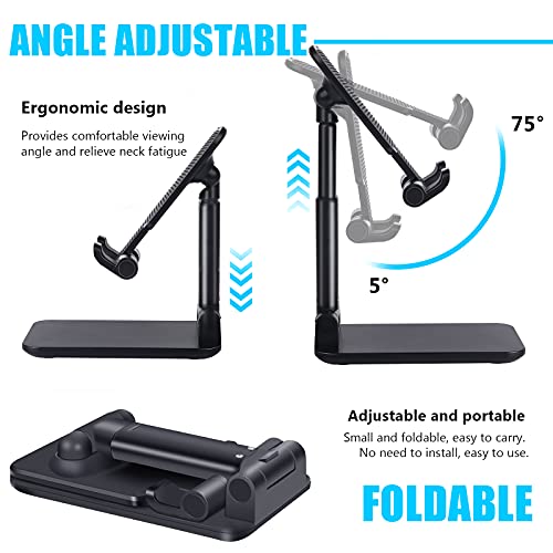 Cell Phone Stand for Desk, Angle Height Adjustable Phone Holder for Office, Compatible with iPhone 13 12 11 Pro XS Max XR 8 7 6S Plus, Samsung S20+ Note10, Tablets, Charging Accessories (2 Pack)