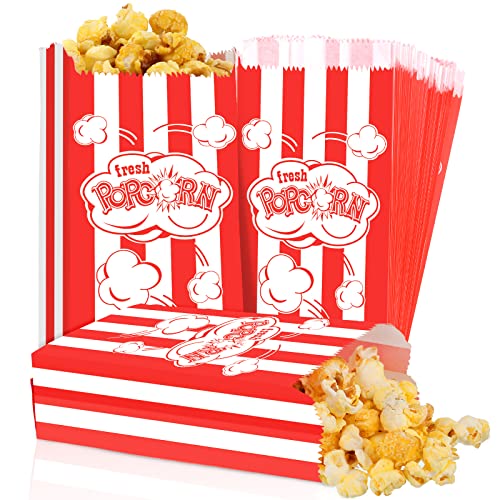 300 Pieces Paper Popcorn Bags 1 oz Nostalgic Red and White Striped Individual Popcorn Box Containers Disposable Popcorn Holder for Business Home Carnival Movie Party Supplies