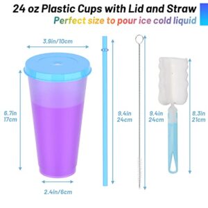 Mckanti 10 Pack Color Changing Cups with Lids and Straws, 24 oz Plastic Cups Kids Tumbler, Reusable Cups for Iced Coffee Drinking Summer Party