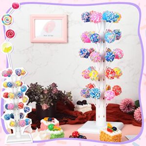 2 Pieces Cake Pop Stand 60 Hole Wooden Lollipop Holder Candy Table Display, Dessert Decorative for Wedding Baby Showers Birthday Anniversaries Party